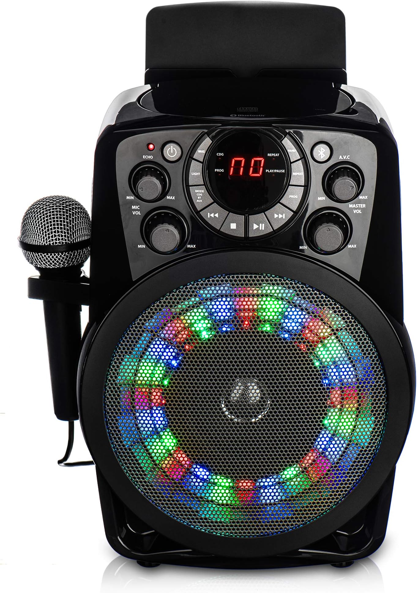 FiNeWaY Portable Karaoke Machine System With LED Disco BBQ Party Lights ...