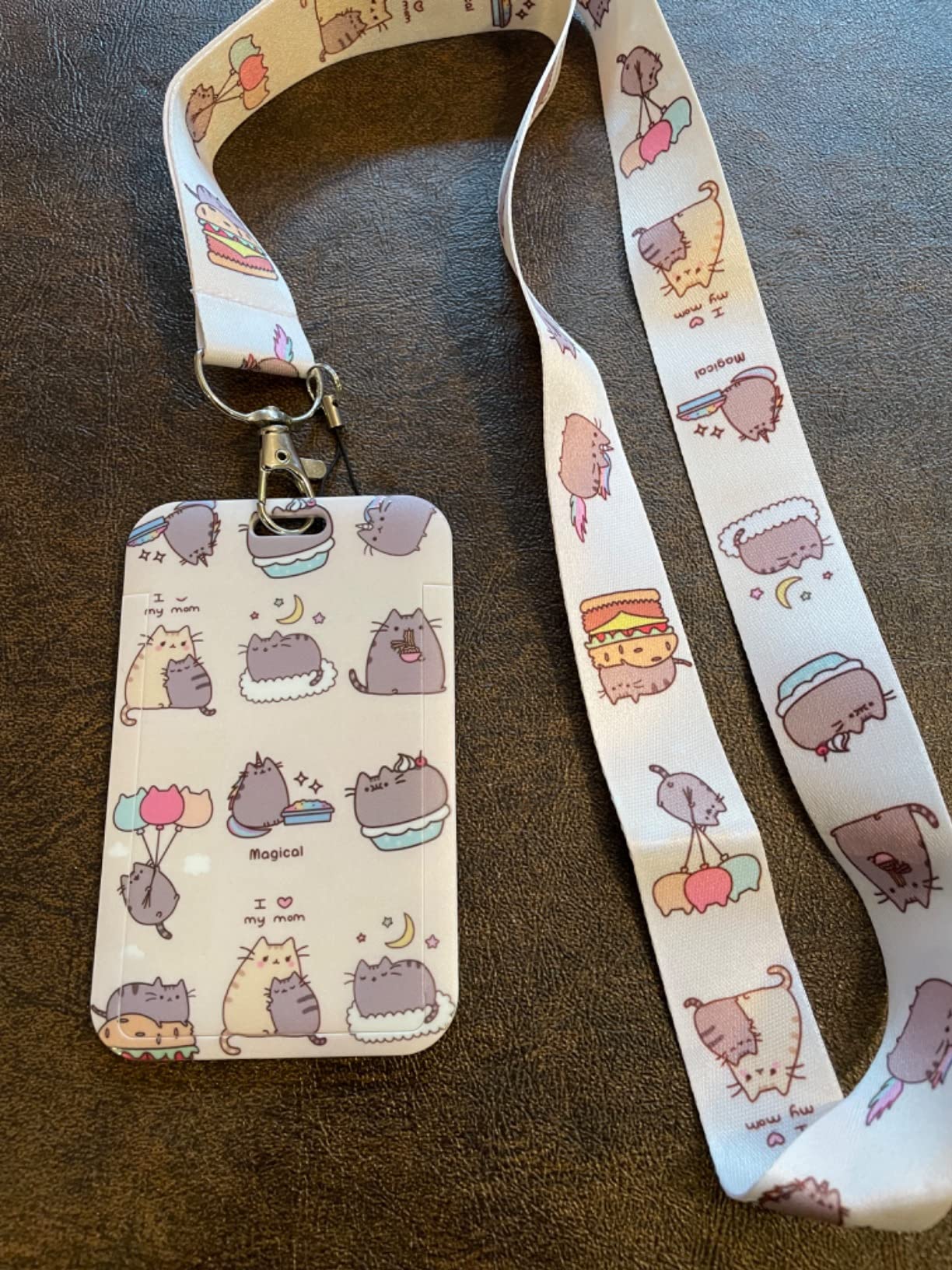 Amazon.com: Aufruh Cute Cat Lanyard with ID Badge Holder, Cartoon ...