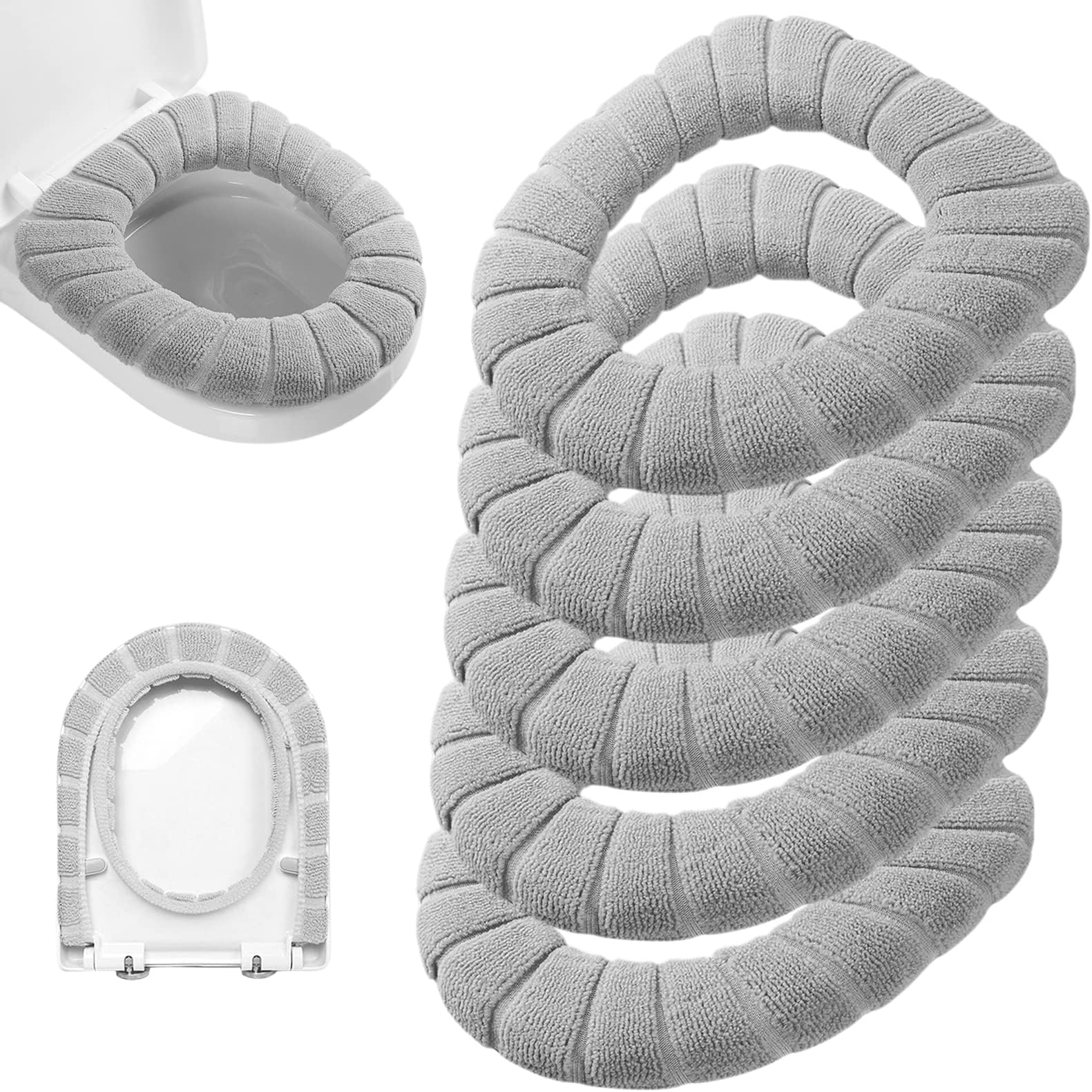 Amazon.com: AzsVbvs 2Pairs Thick Warm Cushioned Toilet Seat Cover ...