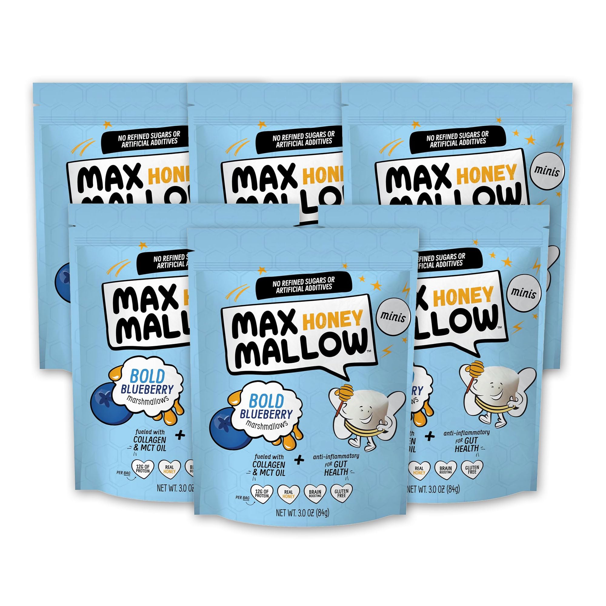 Max Mallow Bold Blueberry Mini Honey Marshmallows Gut Friendly Gluten ...