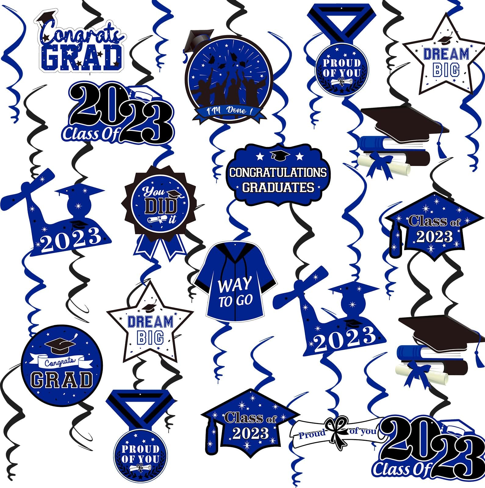 Amazon.com: 37 Pcs Graduation Party Supplies, 2023 Graduation Hanging ...