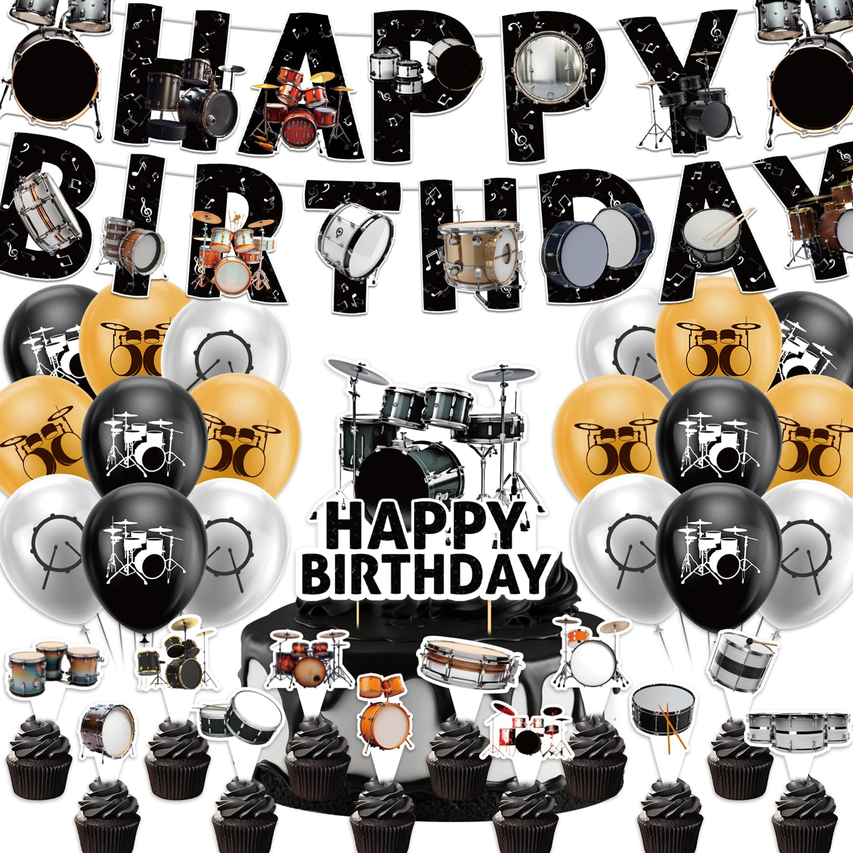 Amazon.com: Drum Party Supplies Music Drum Birthday Party Decorations ...