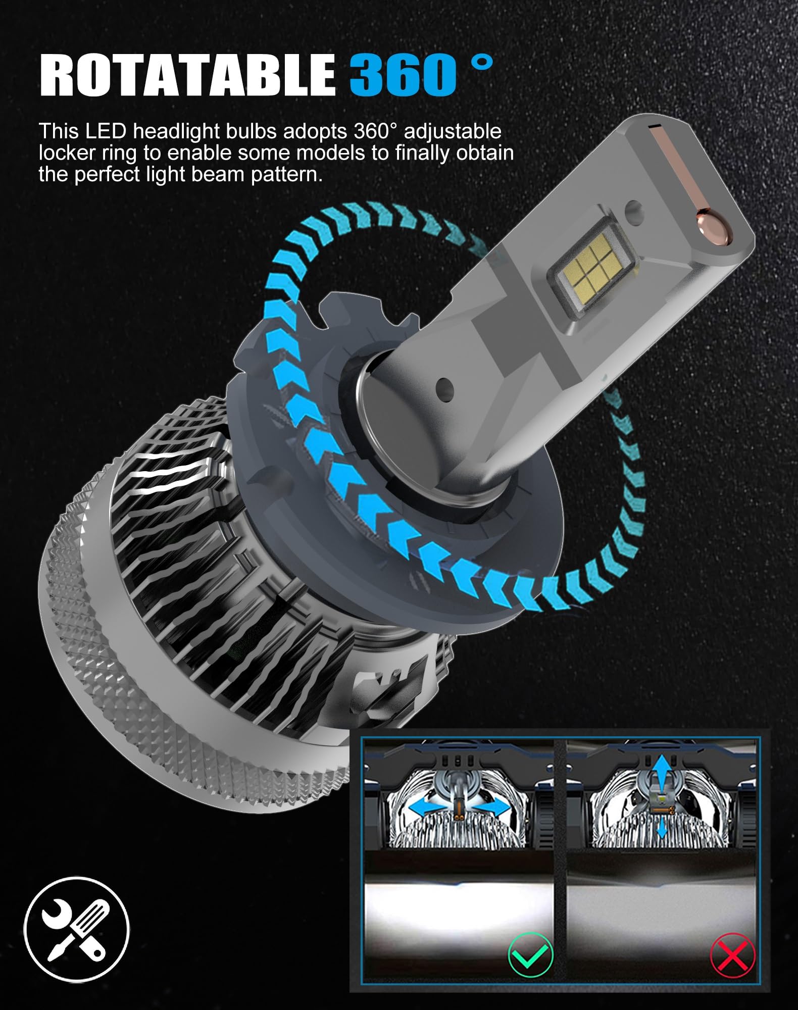 CHOPDARK D2H LED Headlight Bulbs 110W 30000Lm Super Bright 12V 6500K ...