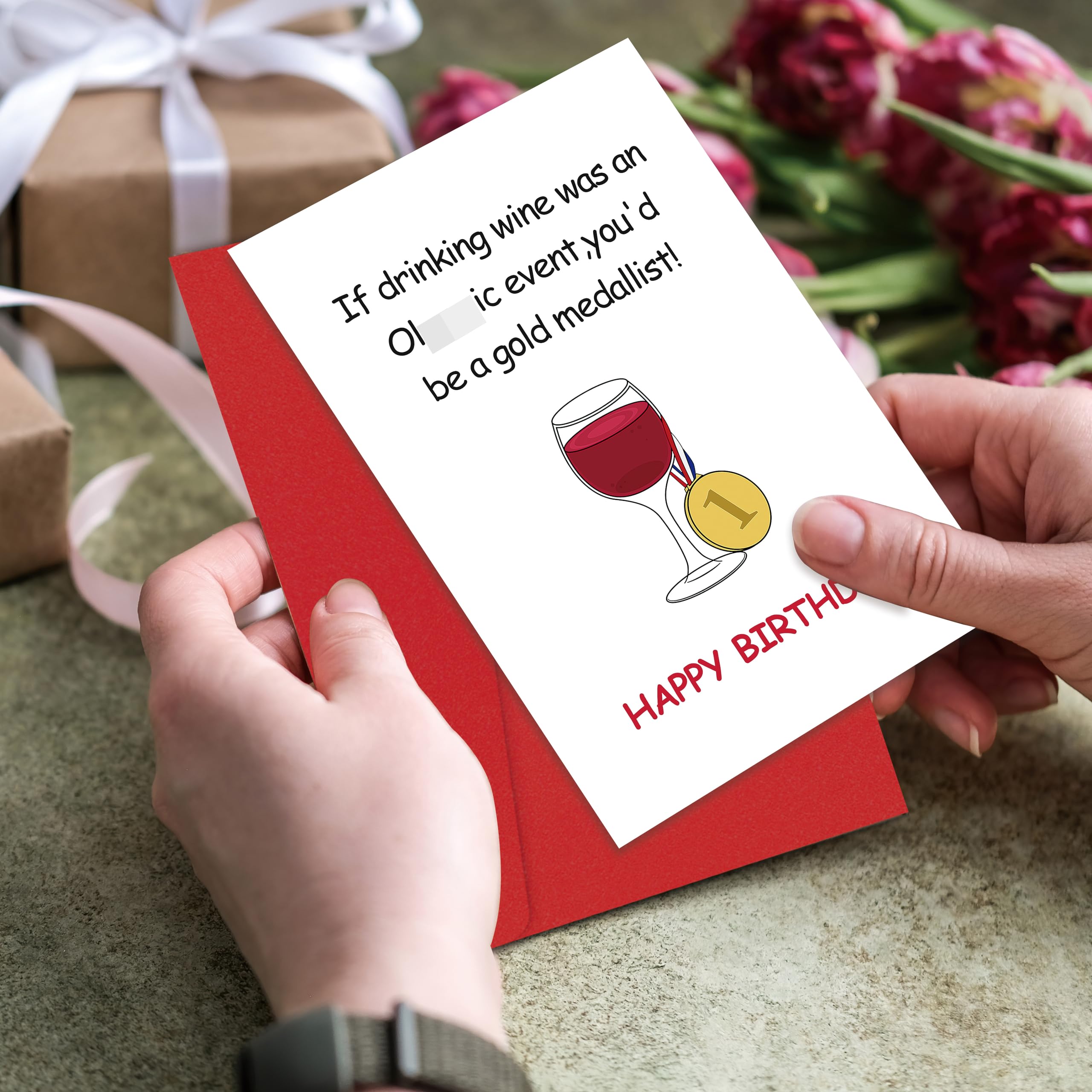 Snapklik.com : Drinking Wine Birthday Card For Men Women, Funny Happy ...