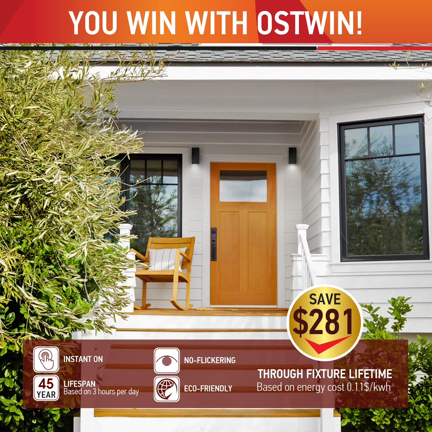 OSTWIN LED Up or Down Wall Light Cylinder Exterior Light 9W (70W Equiv ...