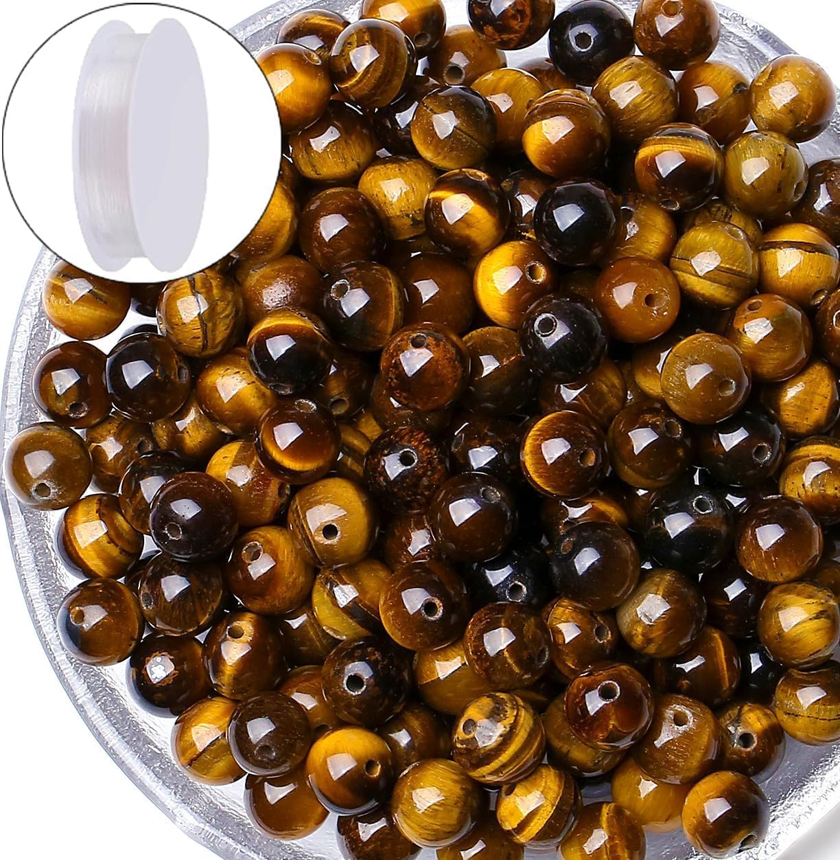 Amazon.com: LPBeads 100PCS 8mm Natural Red Tiger Eye Gemstone Round ...