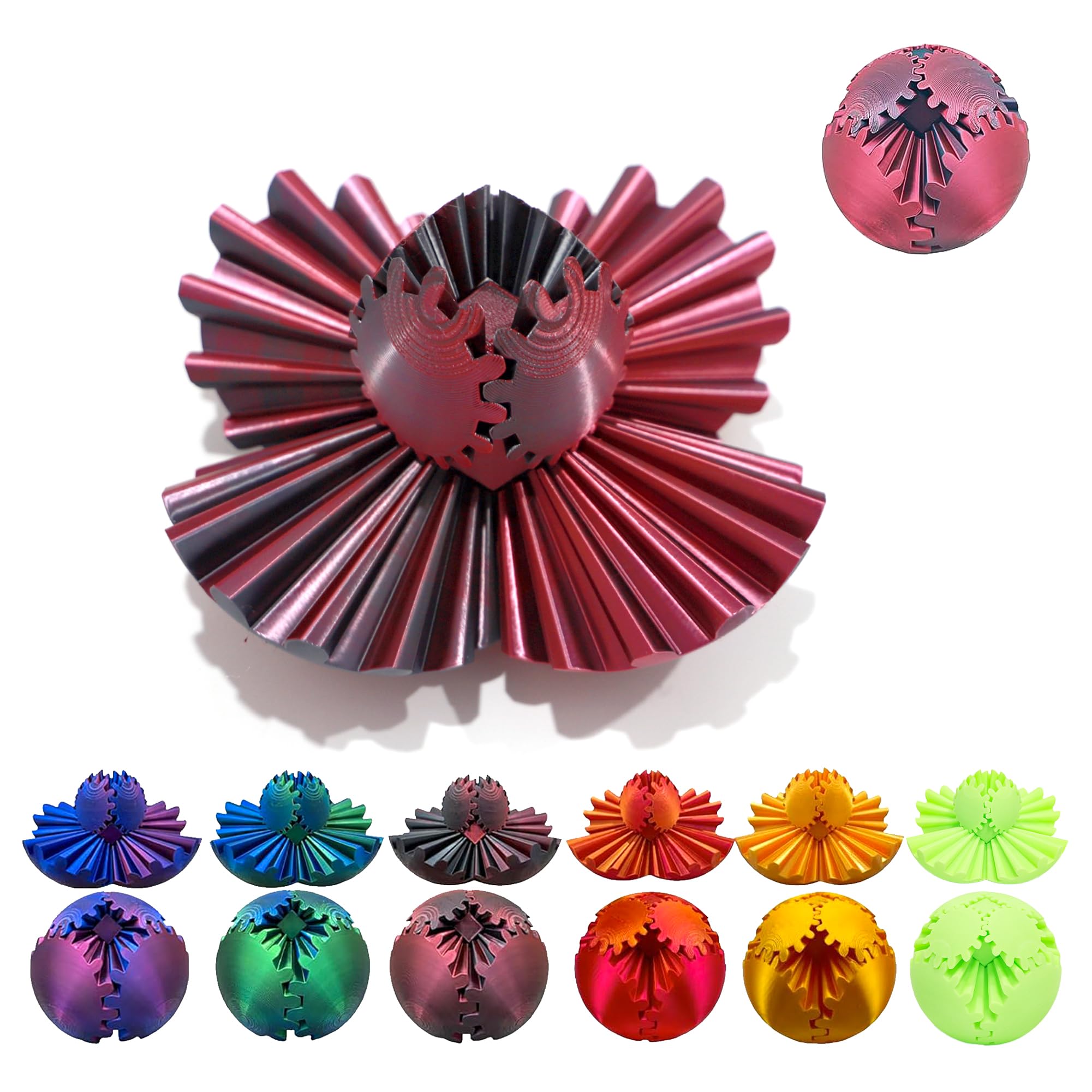 Snapklik.com : Flavery 3D Printed Spin Ball - Cube Fidget Toy, Gear ...