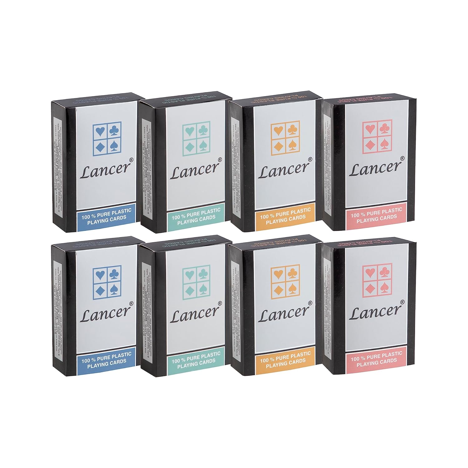 LANCER Premium Plastic Playing Cards (Set of 8), Bridge Size ...