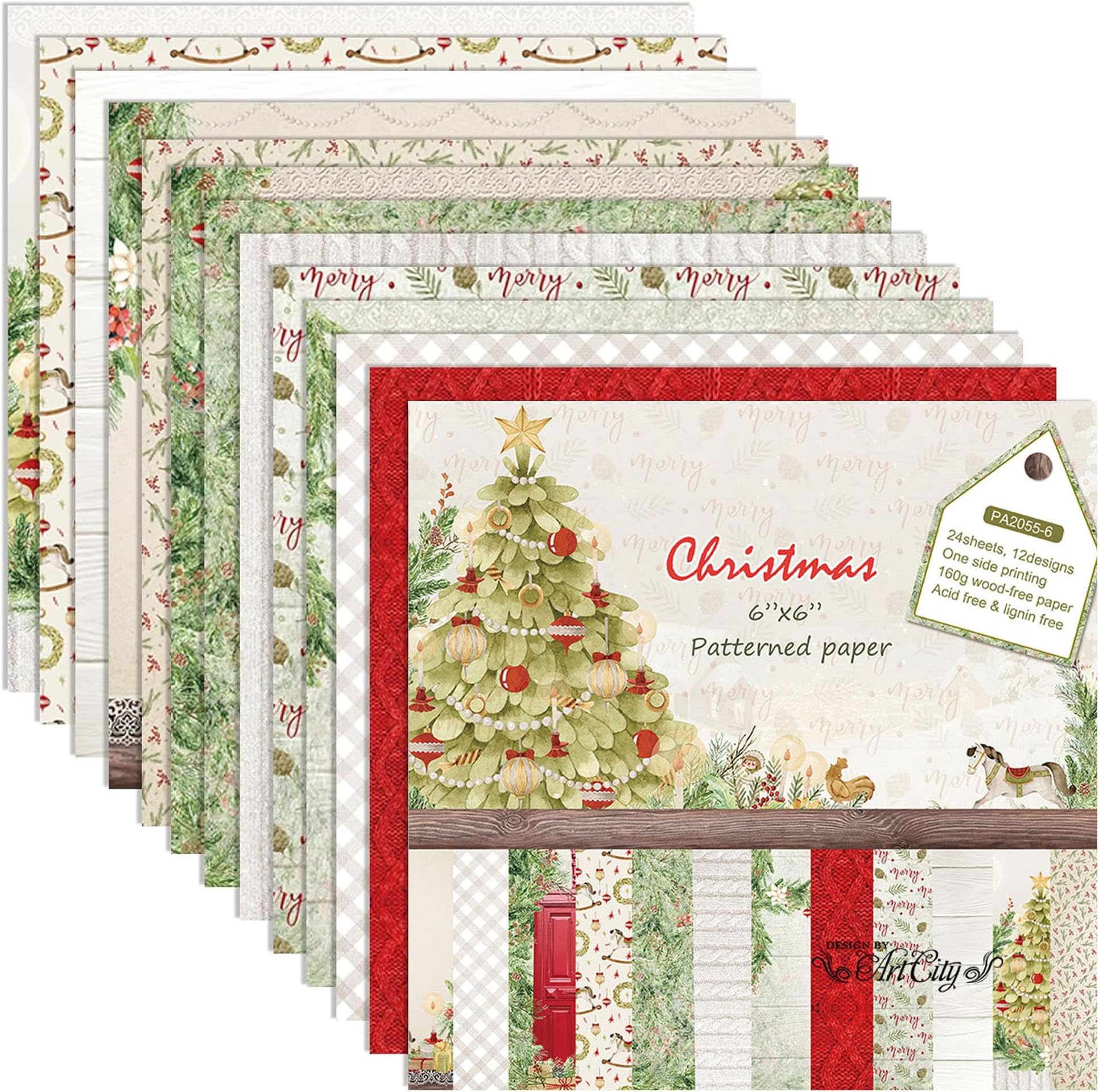 Amazon.com : GLKTOPO Christmas Scrapbook Paper, 24 Sheets Vintage ...