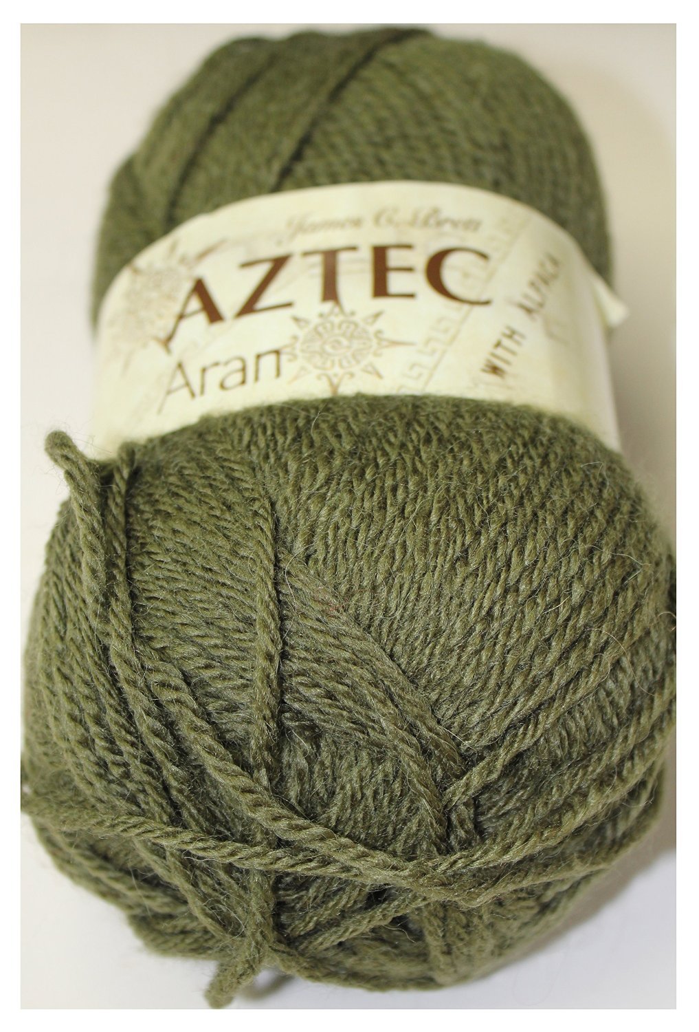 James C Brett Aztec Aran with Alpaca Knitting Wool 100g Ball (AL9 Olive ...