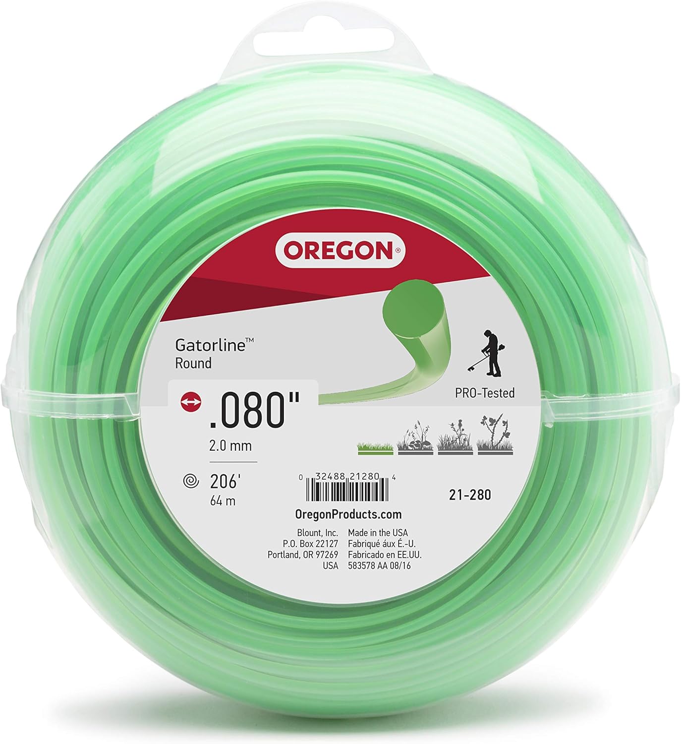 Amazon.com : Oregon 21-280 Gatorline Round Trimmer Line .08-Inch by 206 ...