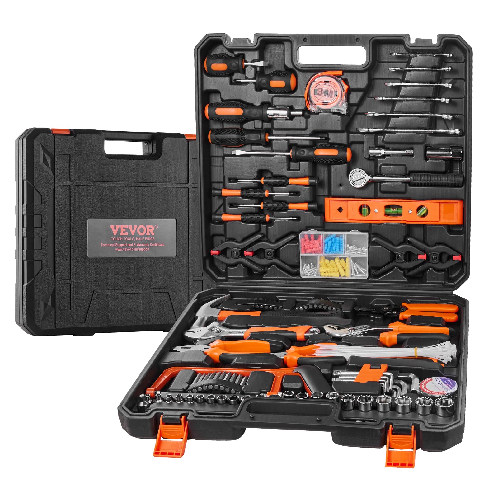 VEVOR Tool Kit, 216 Piece General Household Hand Tool Set, Home ...