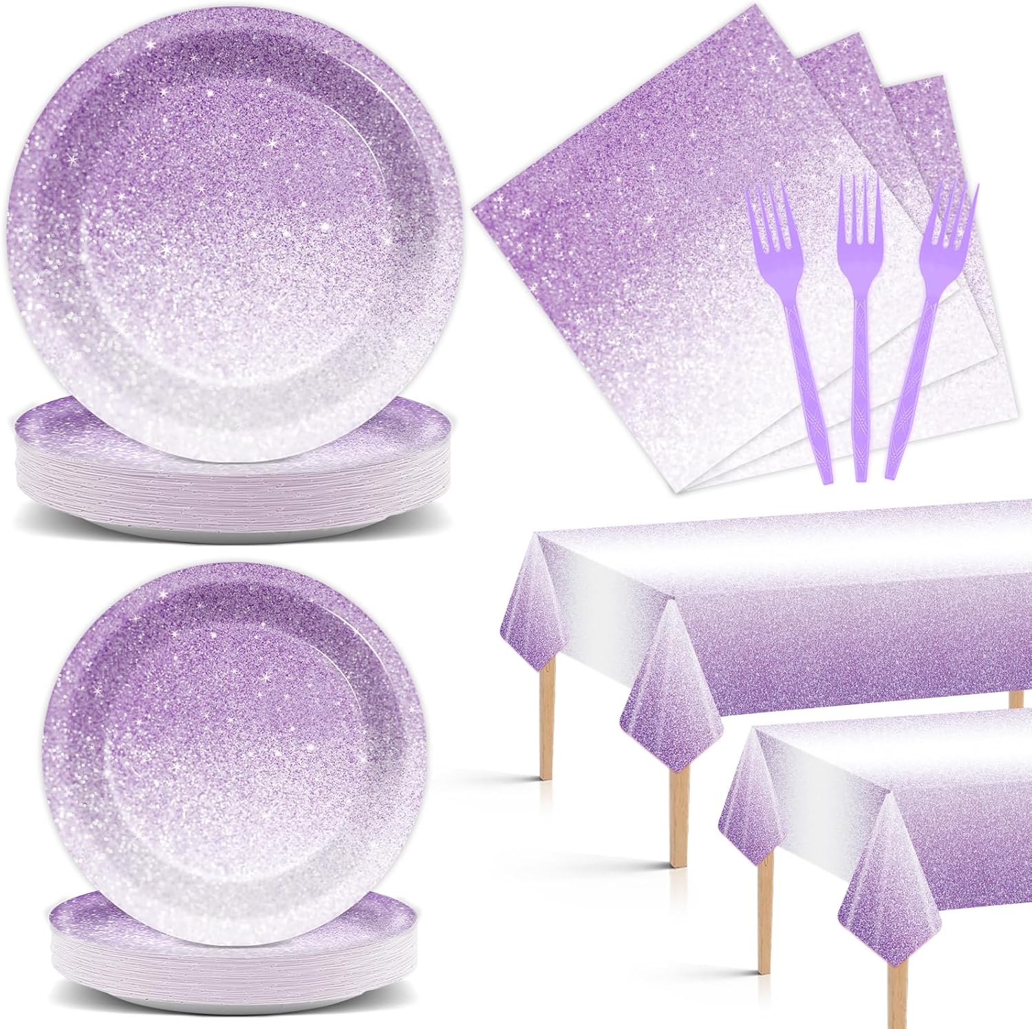 Amazon.com: ZOiiWA 98 Pcs Ombre Purple Party Supplies Gradient Pastel ...