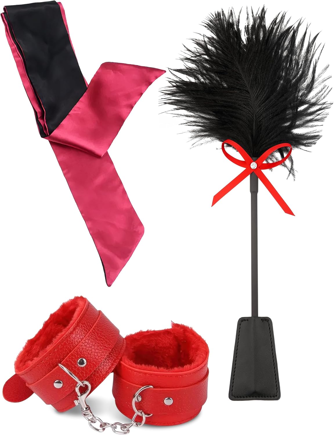 Amazon.com: Fluffy Handcuffs for Grownups Red, Couple Handcuffs ...