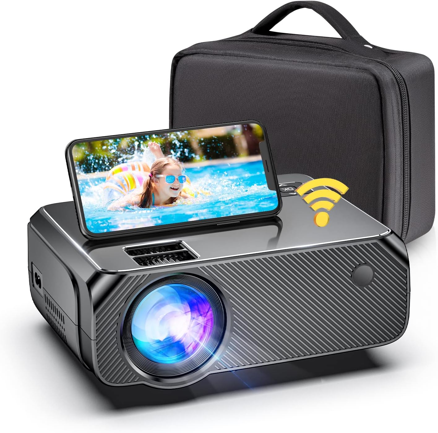 Proyector WiFi Full HD 1080p, Proyector Portátil 6500 Lúmenes Contraste ...