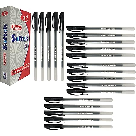 20 x 0.7mm SAINO Trio Triangular BLACK Ballpoint Pens Smooth Writing ...