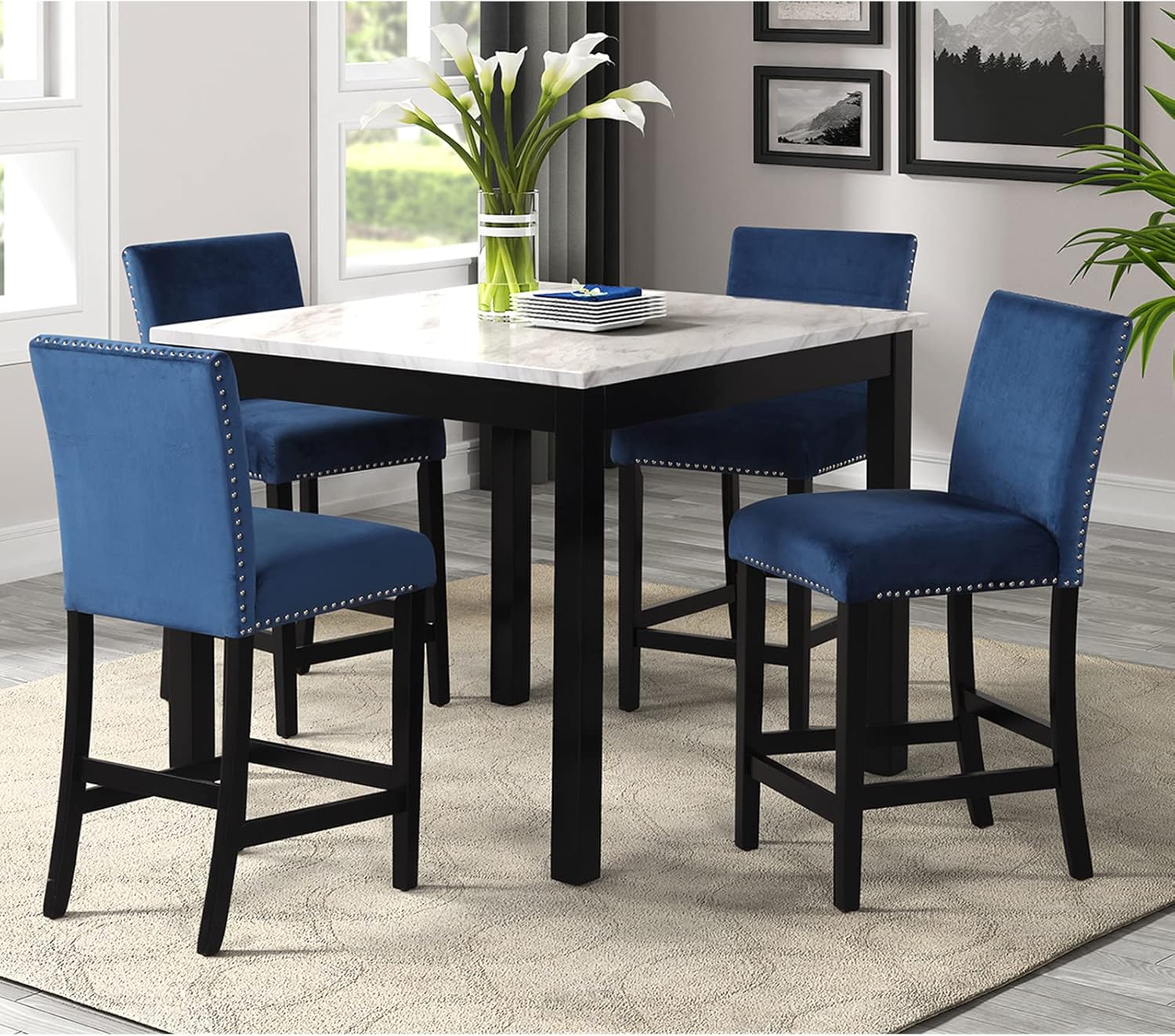 Amazon.com - Modern Dining Table Set, 5 Piece Counter Height Dining Set ...