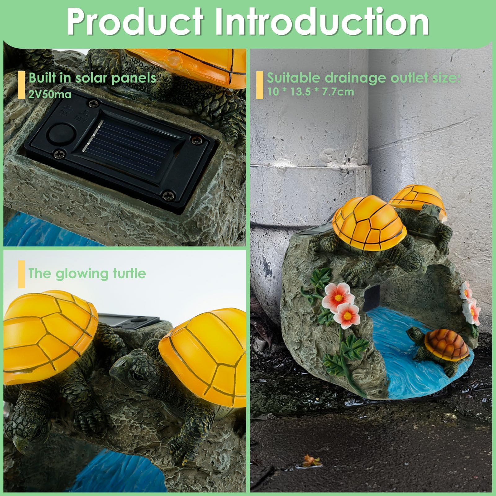 Waterfall Diverter For Lawn Turtle Downspout Extension Statue – Resin ...