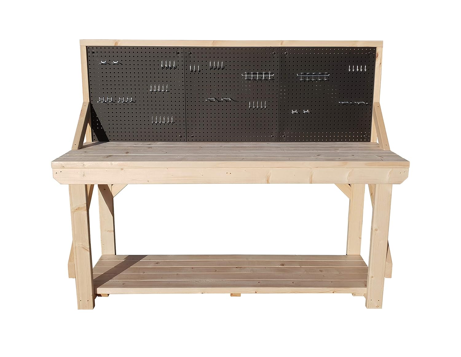 Wooden Acorn Workbench With Peg Board - 46 Piece Peg Kit INCLUDED ...