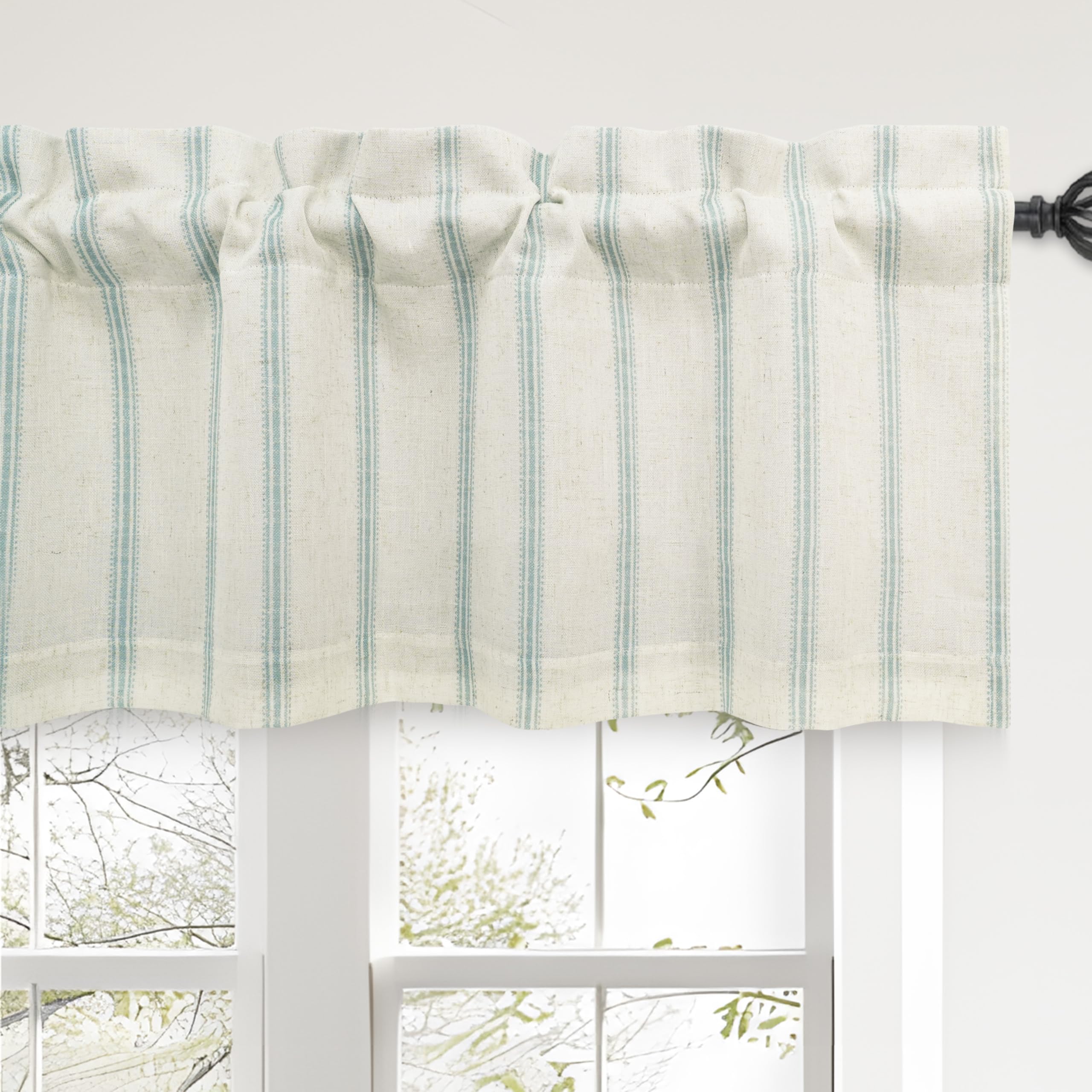 Amazon.com: DriftAway Farmhouse Linen Lined Valance Double Layer ...