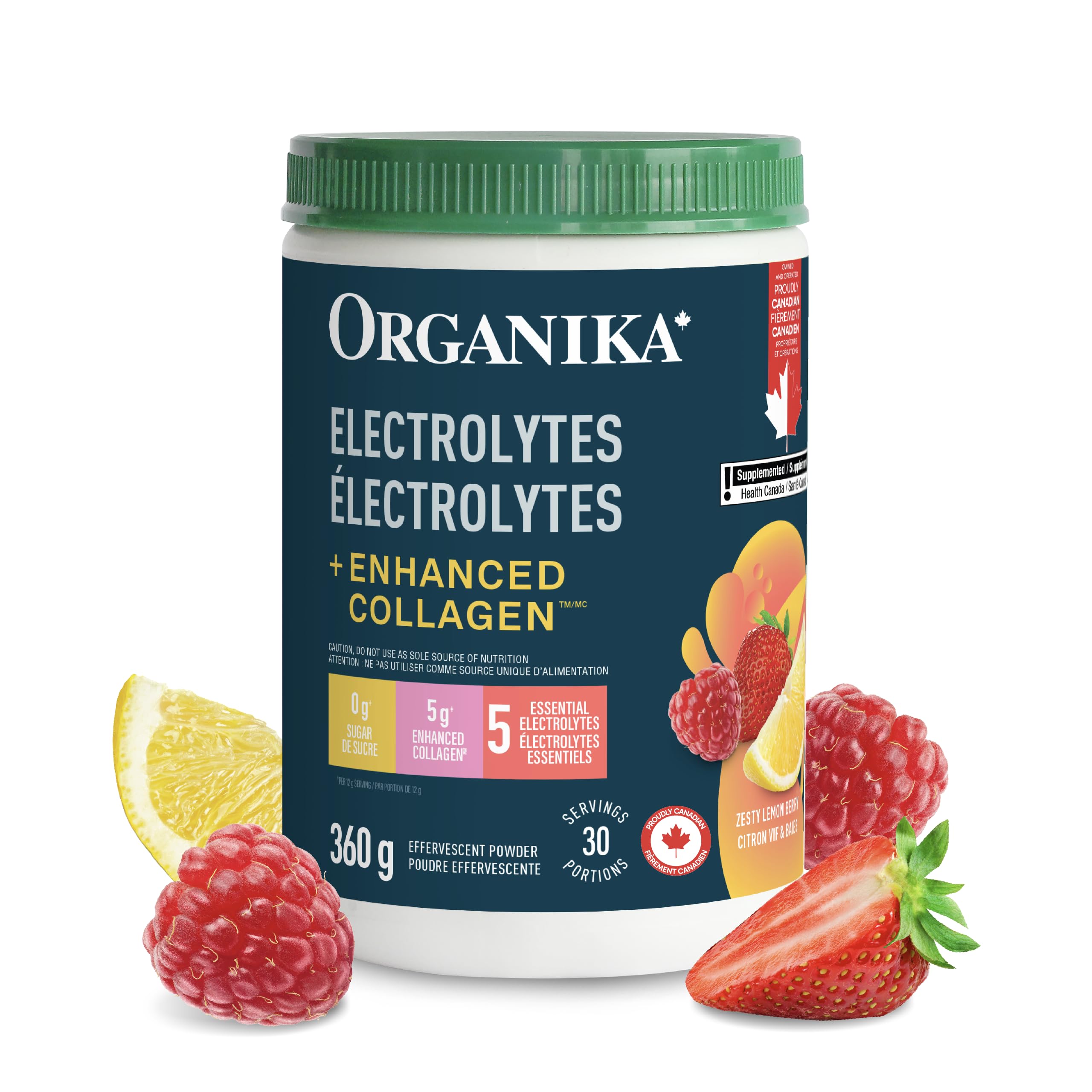 Organika Canadian Made Electrolytes Enhanced Collagen Zesty Lemon Berry ...