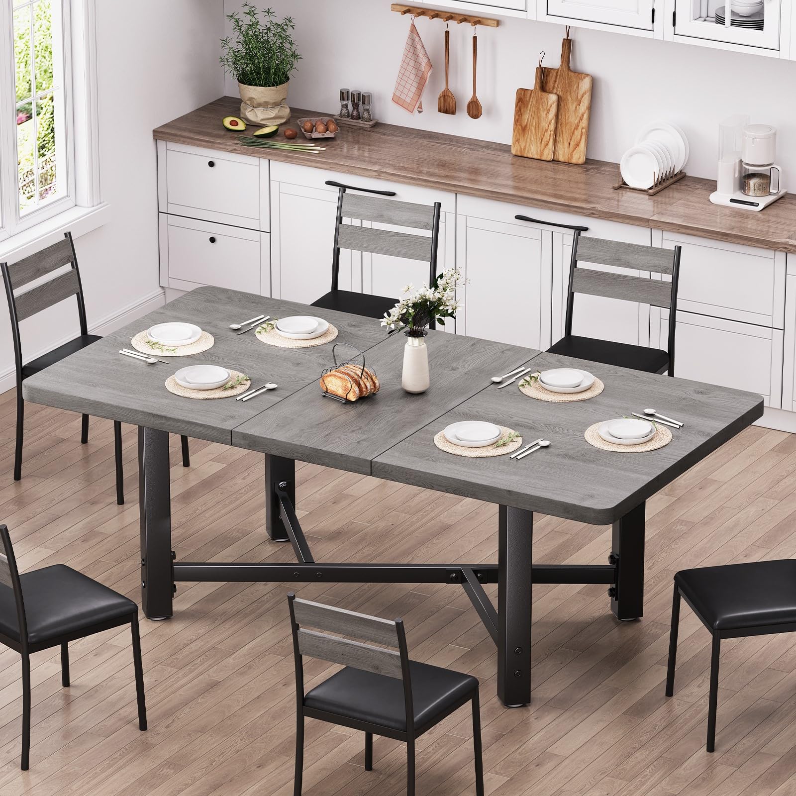 Amazon.com - Jocoevol Dining Table Set for 4-6, Extendable Dining Room ...