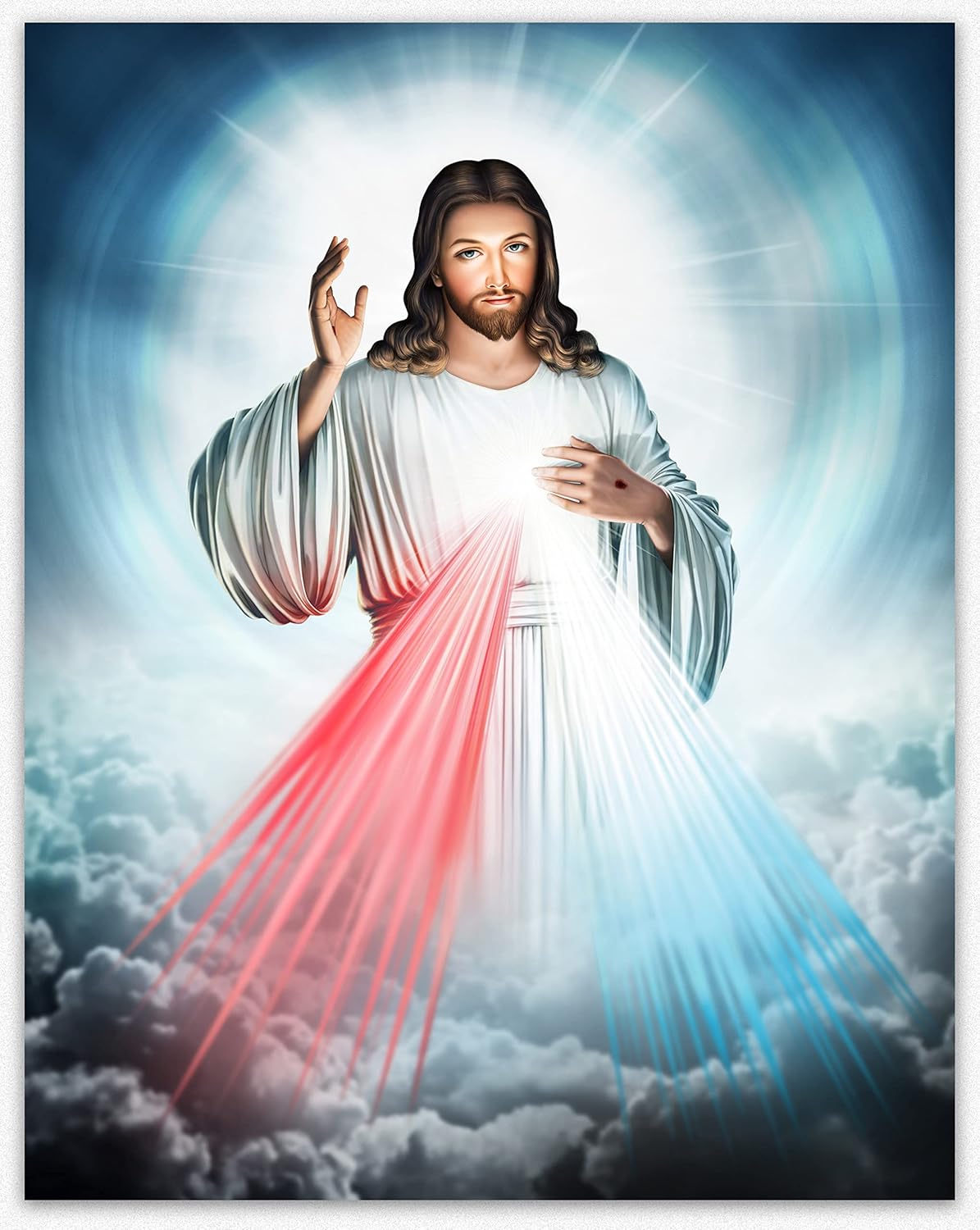 Jesus Wall Art In The Clouds Shining Light Painting - Jesus Christ Wall ...