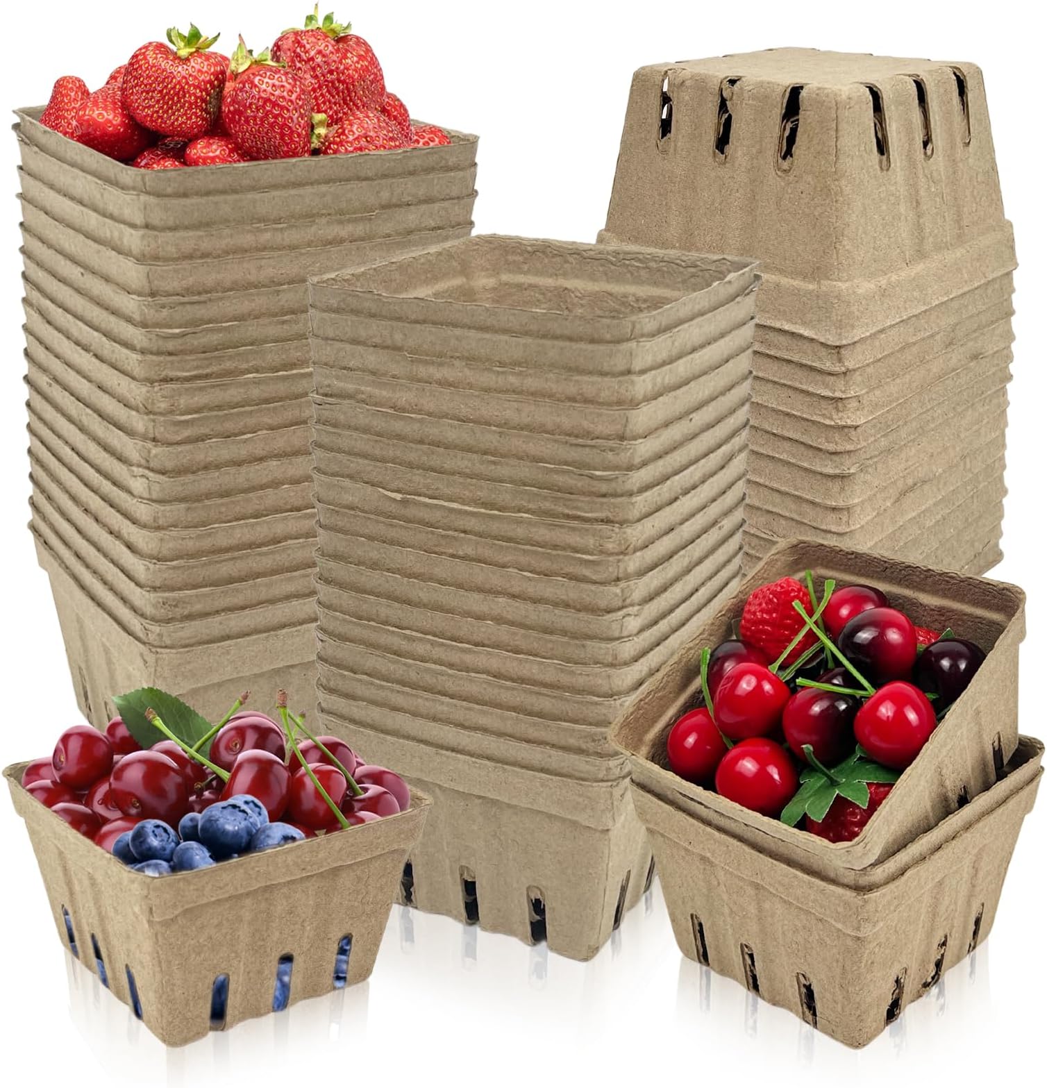 Amazon.com: Nexboraque 60 Pack Pulp Fiber Berry Containers, 3.8 x 3.8 x ...