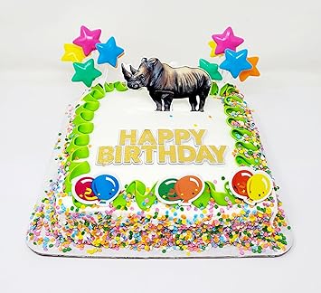Amazon.com: Rhinoceros Rhino Themed Birthday Cake Topper : Grocery ...