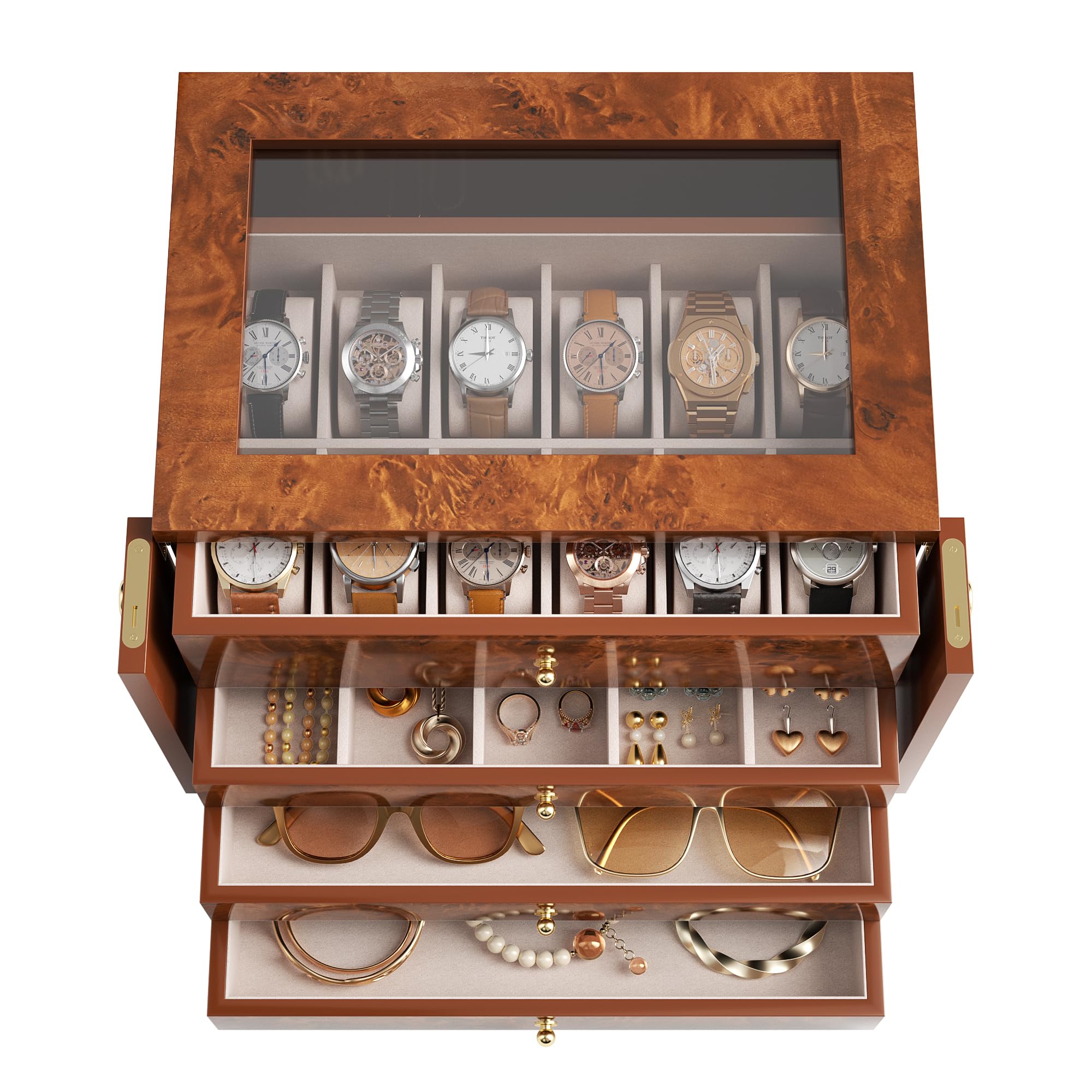 Amazon.com: AGONEE 12-Slot Watch Box, Lockable Watch Case with Glass ...