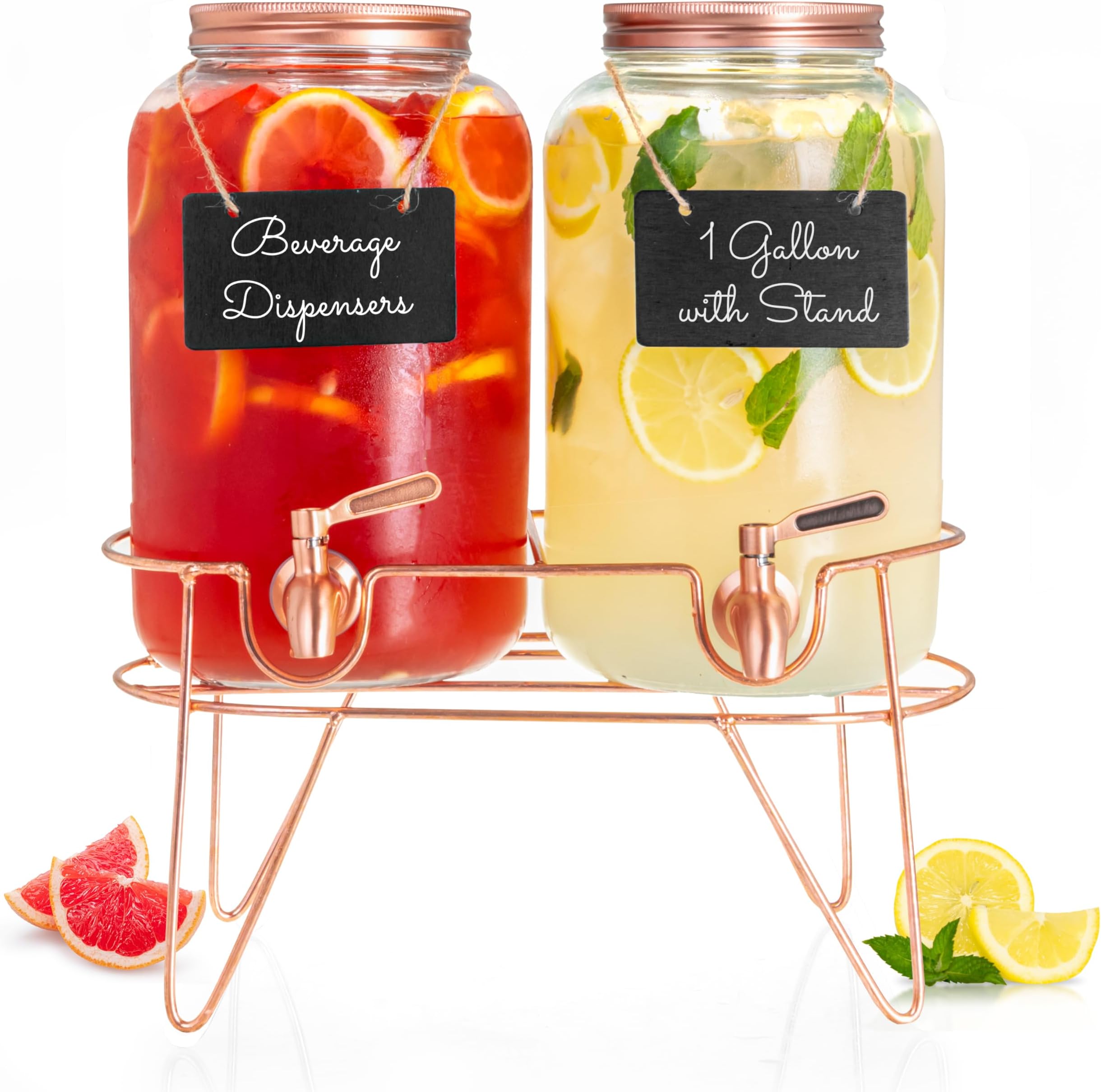 Amazon.com | 2 PCS 1 Gallon Drink dispenser, Glass Beverage Dispenser ...