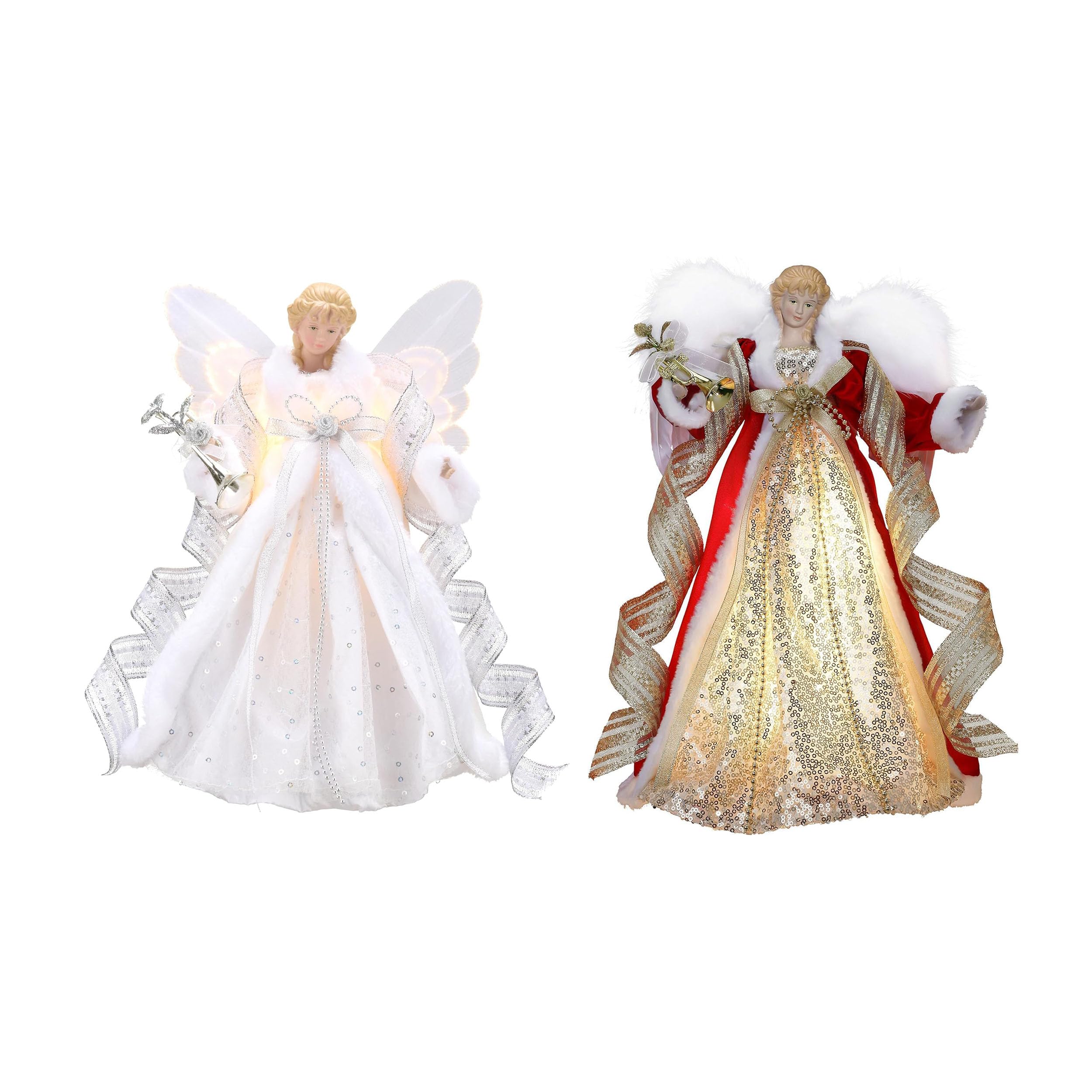 Amazon.com: Valery Madelyn Lighted Christmas Angel Tree Topper with ...