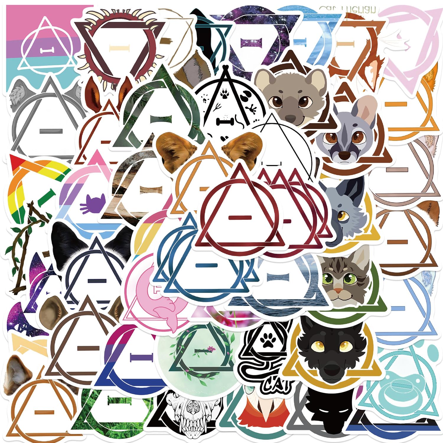 Therian Stickers 50Pcs Cartoon Beast Outline Stickers for Water Bottle ...