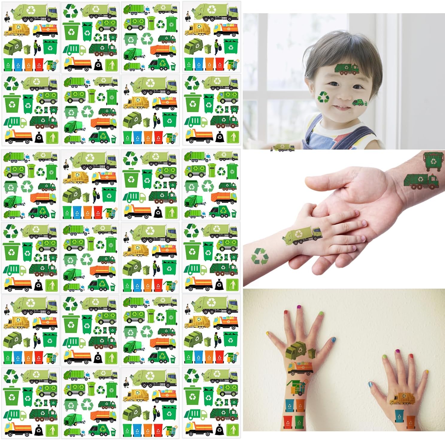 Amazon.com : ATSMOICY 290 Pieces Garbage Truck Temporary Tattoo ...