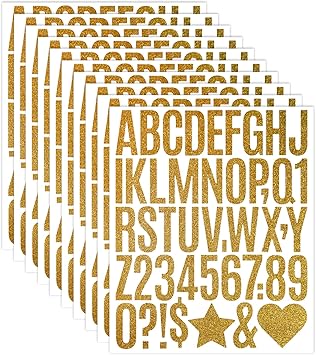 Amazon.com: 470Pcs 10 Sheets Large Glitter Letter Stickers Self ...