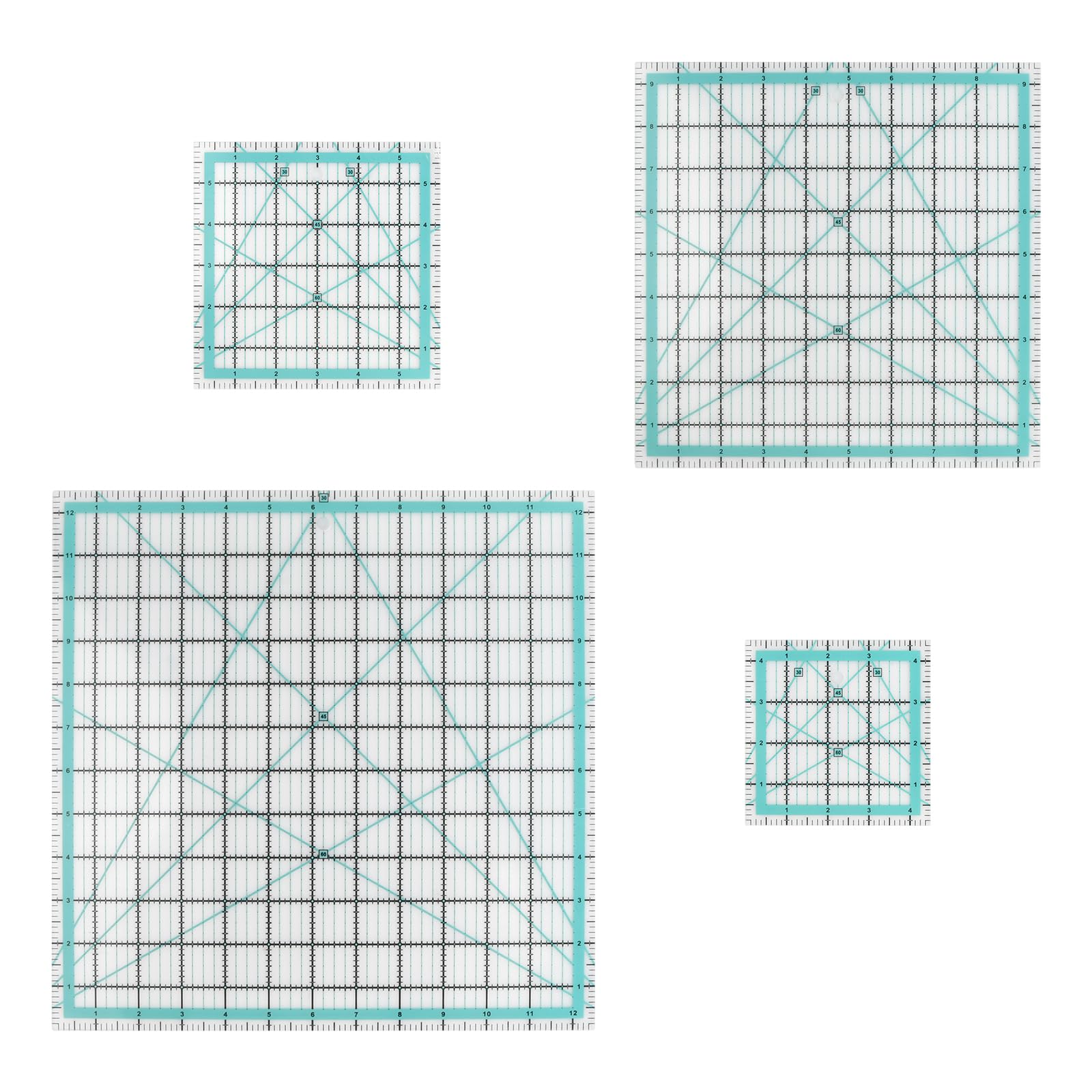 4pcs Square Quilting Ruler, Sewing Acrylic Ruler with Non Slip Print ...
