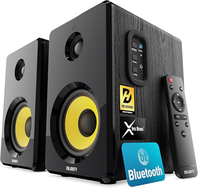 Amazon.com: Majority Powered Bluetooth Bookshelf Speakers | Studio ...