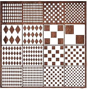 12Pcs Checks and Diamond Stencils - Harlequin Checkerboard Assorted ...
