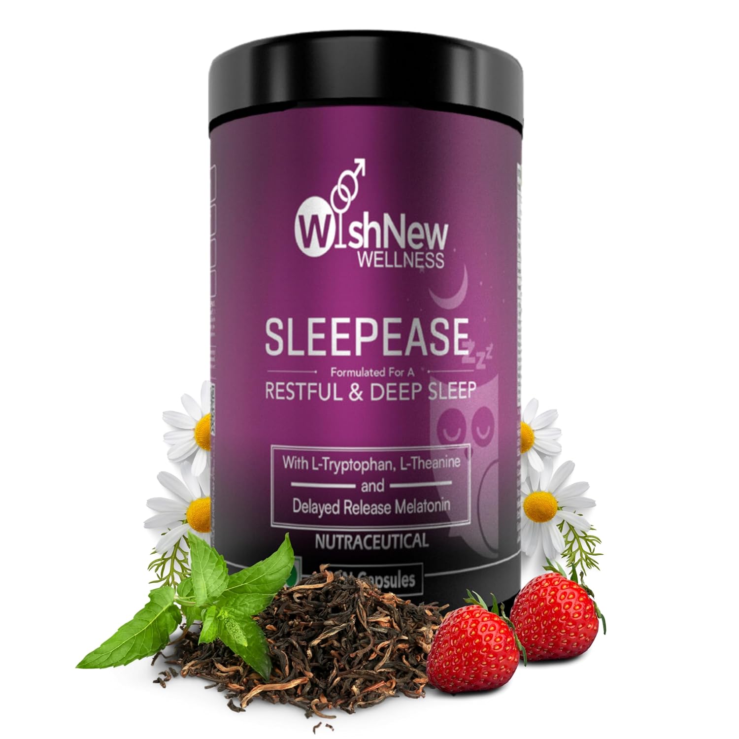 WishNew Wellness SLEEPEASE | 30 Veg Capsules | Advanced Sleep Formula ...