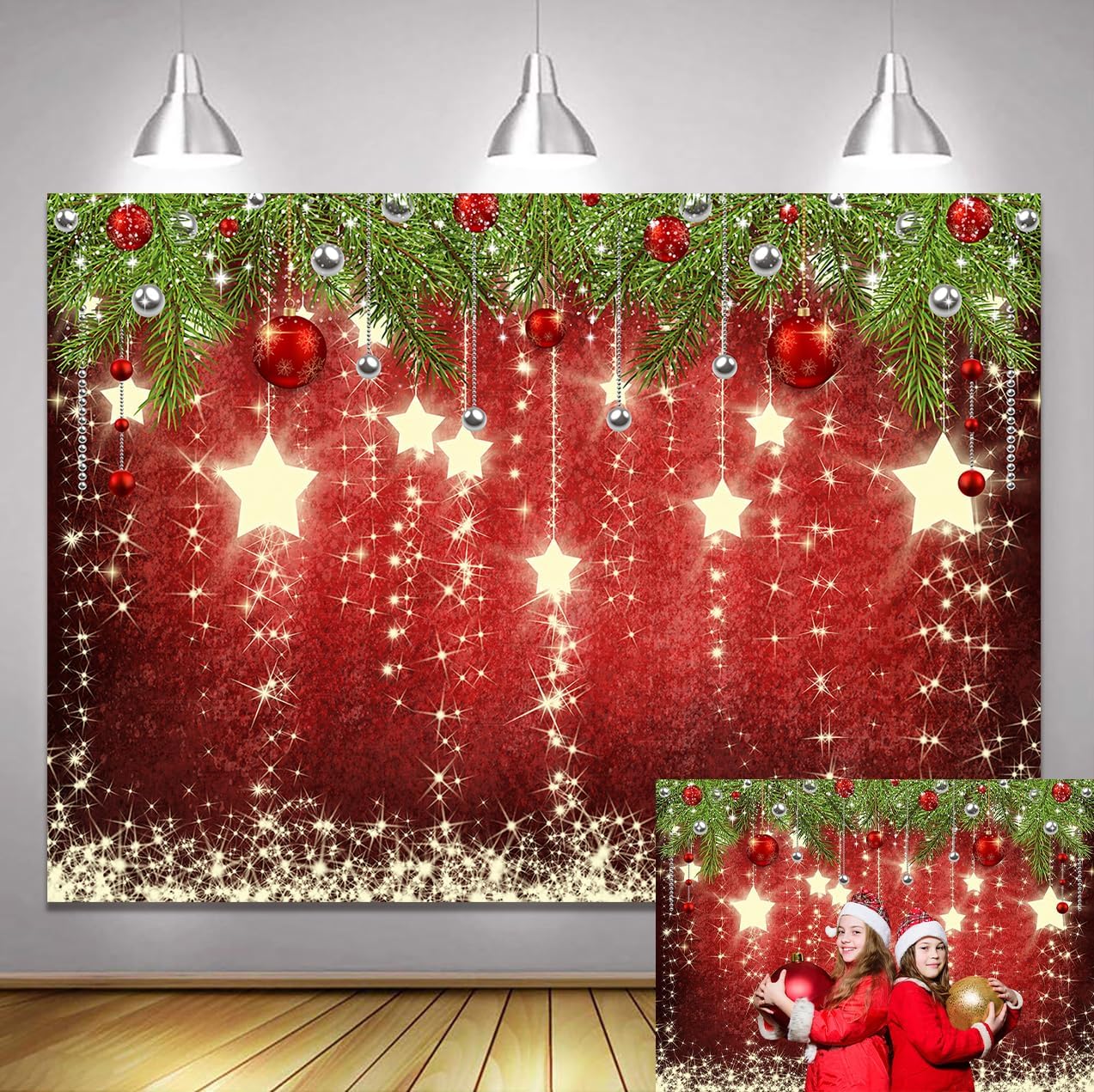 Amazon.com : Merry Christmas Backdrop Shining Star Backdrop Christmas ...