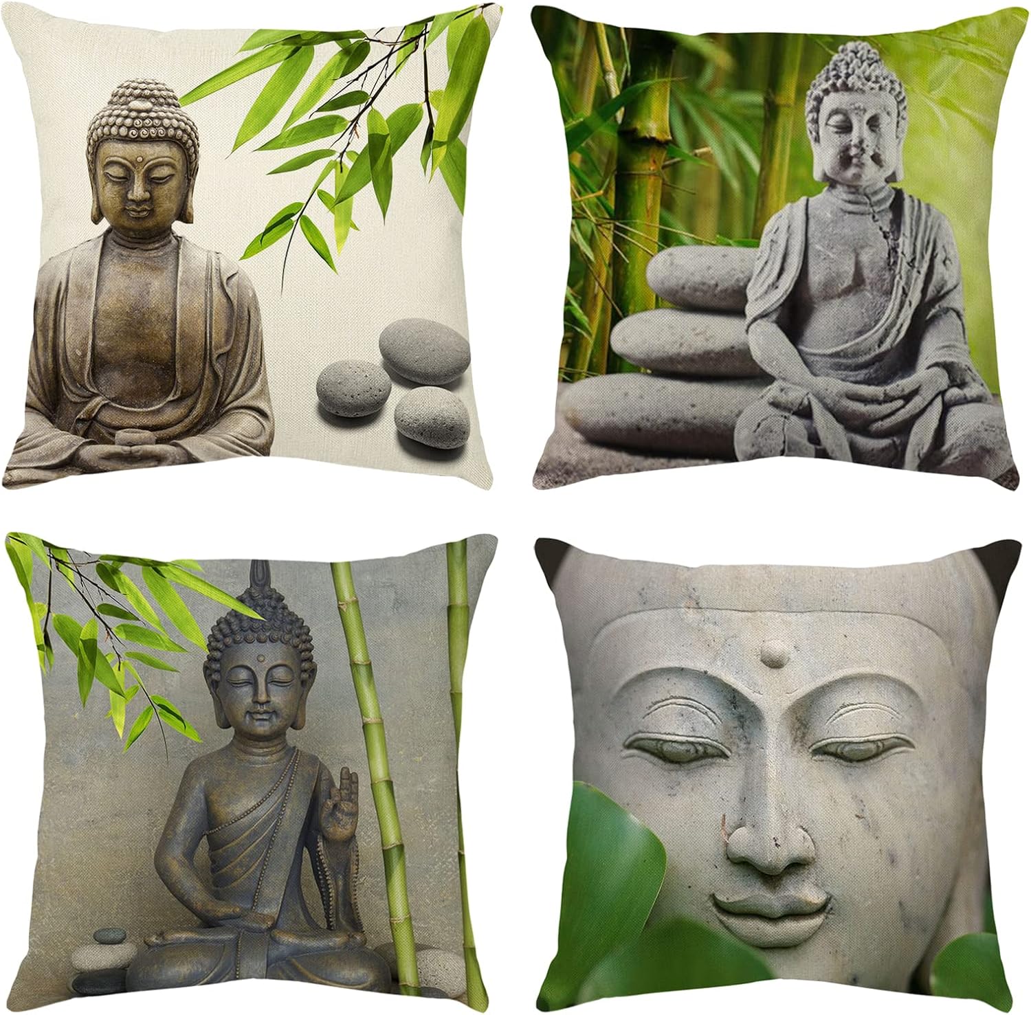 OCEUMACO Linen Cushion Covers 50cm x 50cm for Sofa Home Bedroom Set of ...