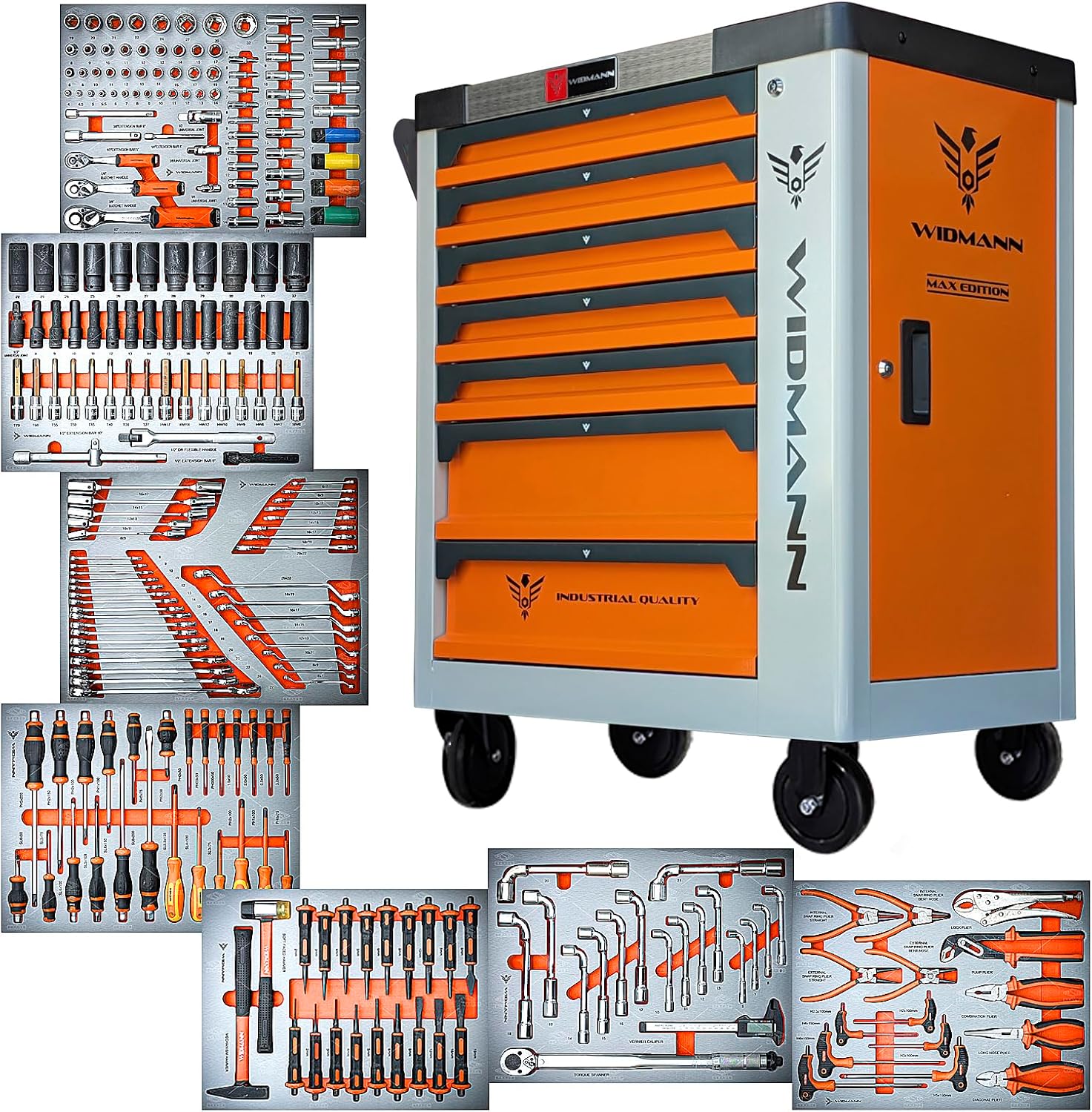WIDMANN Tool Trolley Cabinet with PRO Tools Steel Workshop Storage ...