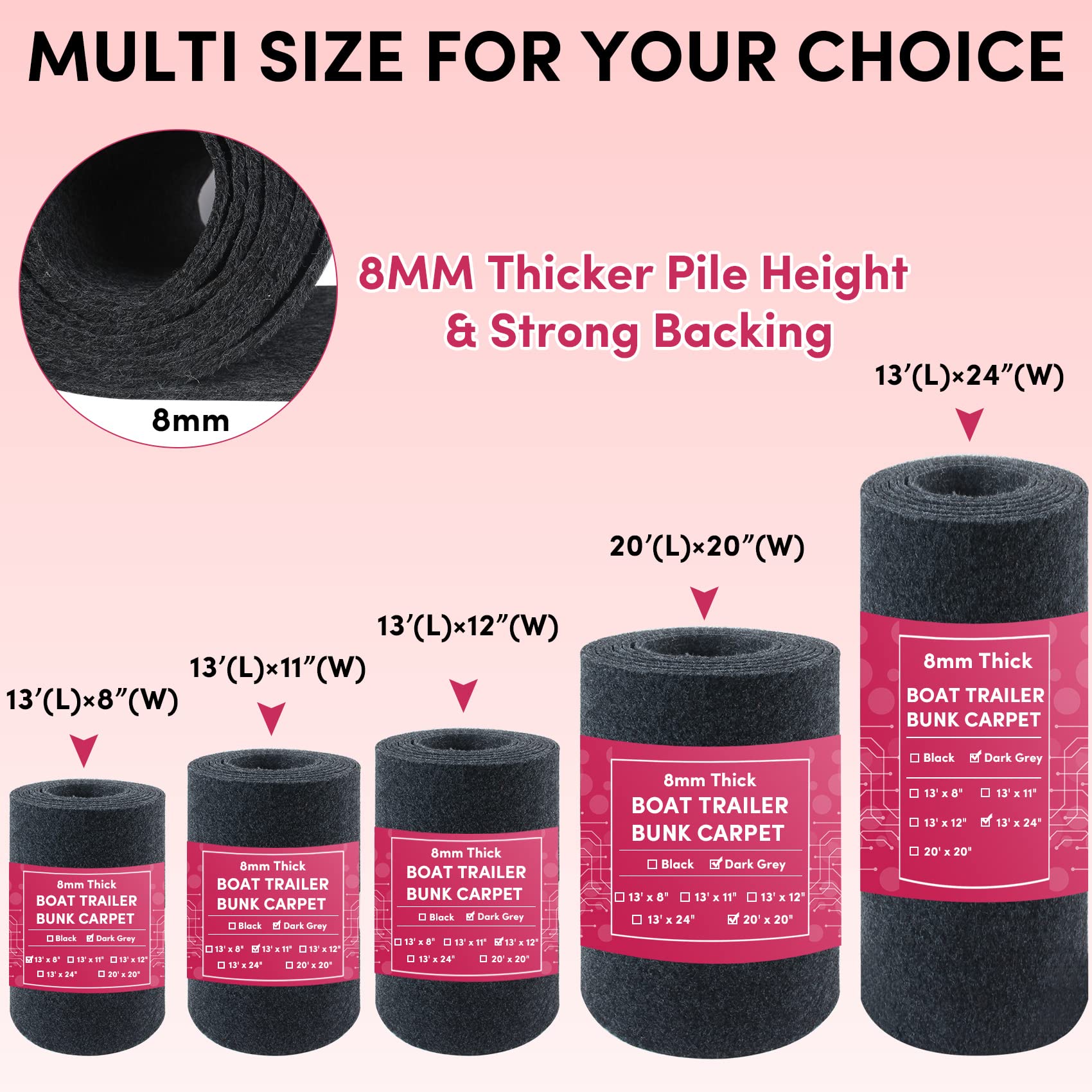 Snapklik.com : Boat Trailer Bunk Carpet Dark Grey 20 Inch X 20 Feet ...