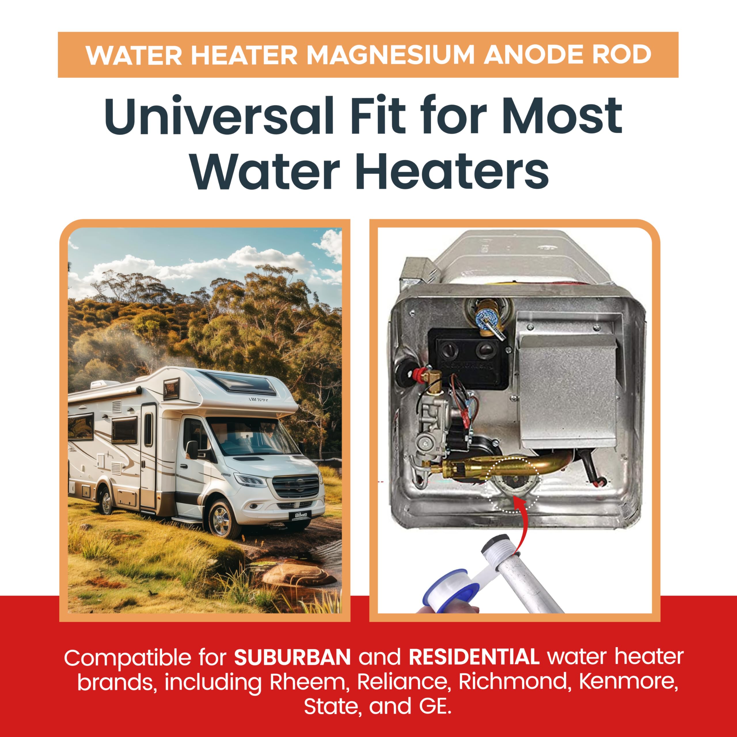 Snapklik.com : Flexible Water Heater Magnesium Anode Rod 3/4 Inch NPT ...