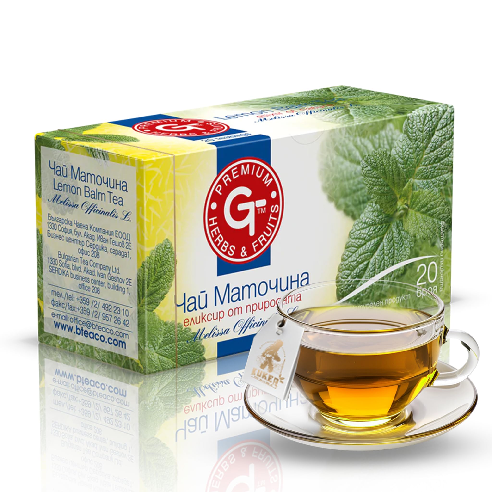 KUKER - Lemon Balm Tea Bags, 20 Lemon Balm Tea leaves, Dried Melissa ...