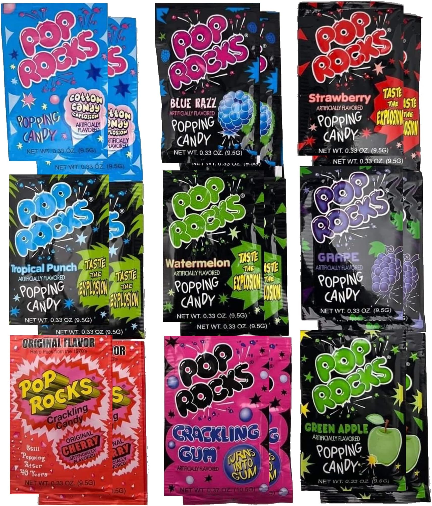 Amazon.com : Pop Rocks Crackling Candy Variety Pack – 36 Pack of ...