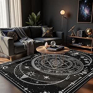 Amazon.com: Celestial Witchcraft Area Rug 8x10 - Black Gothic ...