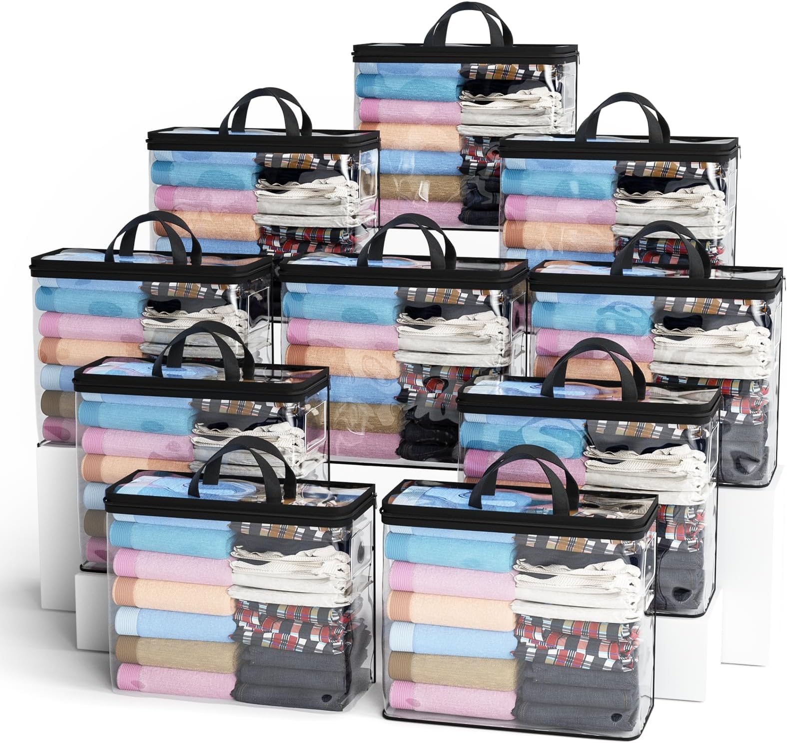 Amazon.com: 30 Packs Clear Zippered Storage Bags Plastic Storage Bags ...