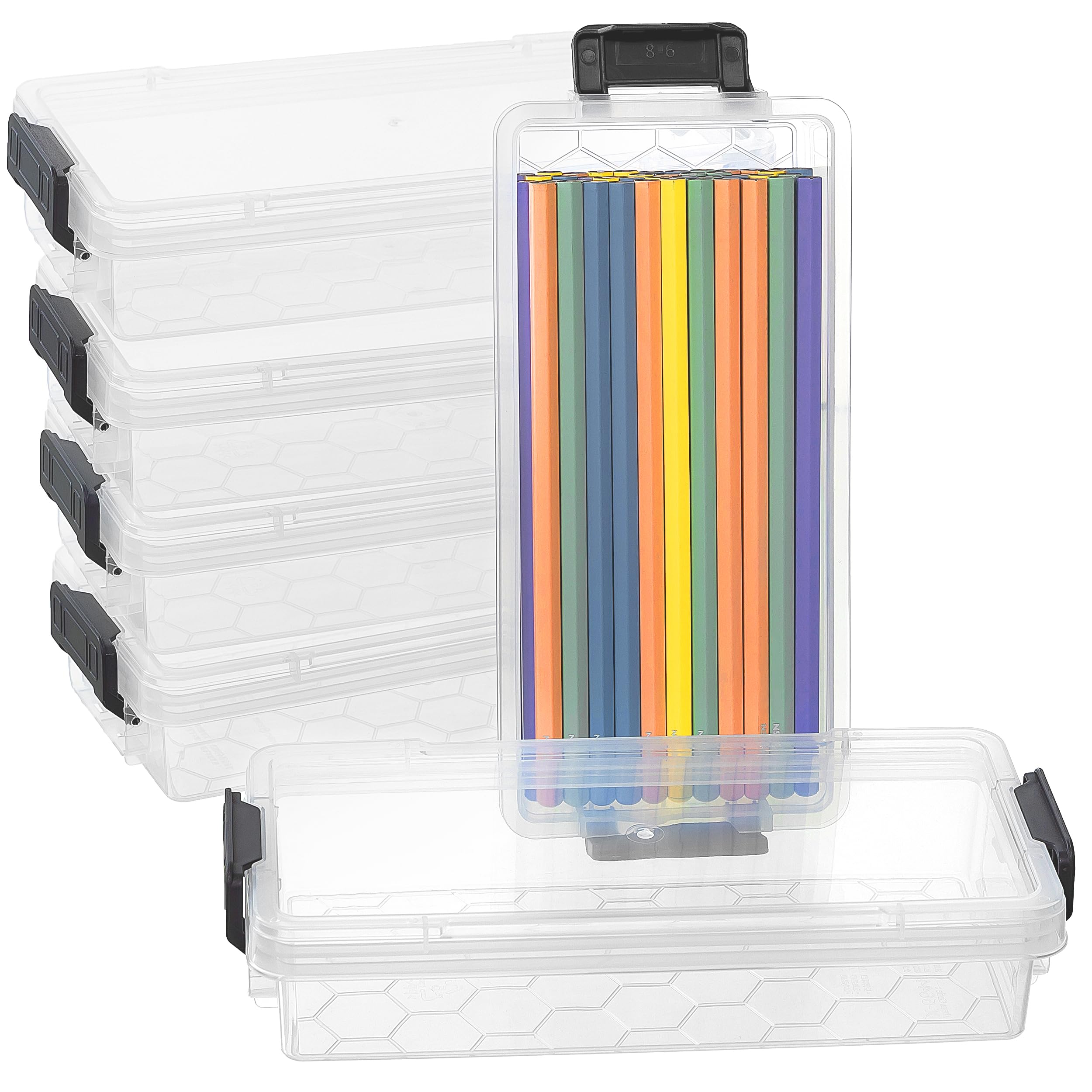 Amazon.com: Bienvoun 6Pack Clear Pencil Box Plastic Storage Containers ...