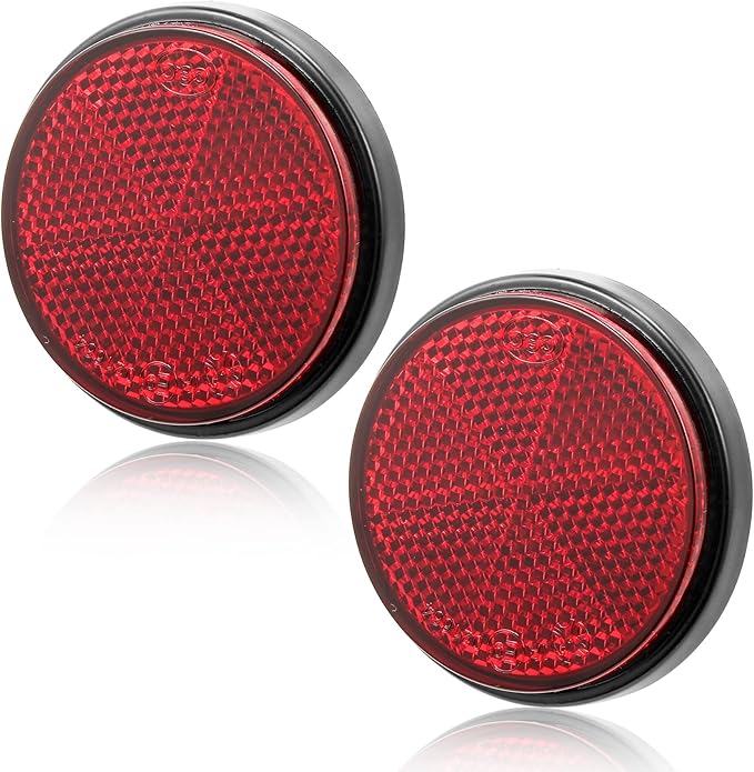 AGRISHOP 2x Red Reflectors Stick On,Ø60mm,Reflectors for Gate Post ...